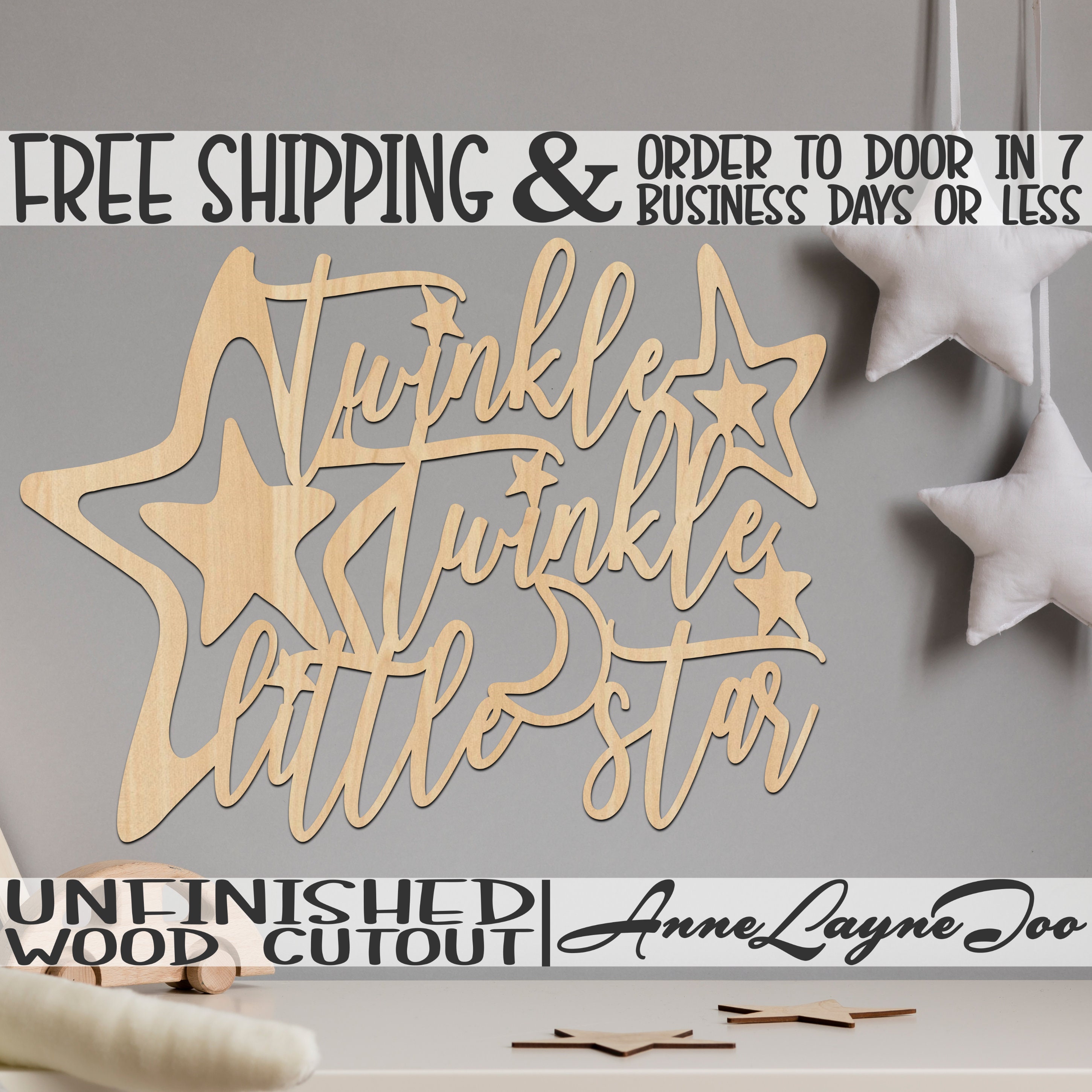 Twinkle twinkle Little Star Wood Cutout Baby Shower Cutout | Etsy
