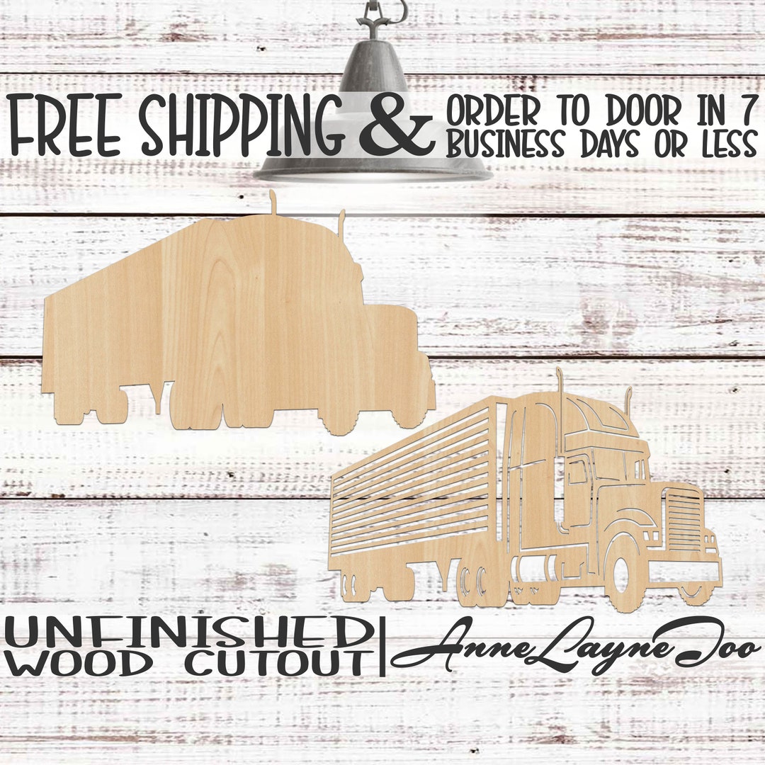 Tractor Trailer Wood Cutout, Semi Truck Wooden Cut Out, 18 Wheeler ...