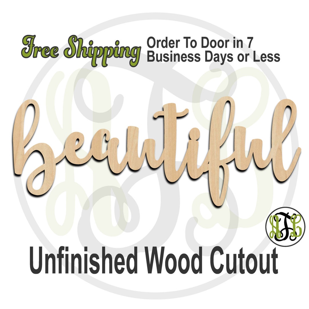 Beautiful - 320056frft- Word Cutout, Unfinished, Wood Cutout, Wood ...