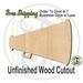 Megaphone - 60012- School Spirit Cutout, Unfinished, Wood Cutout, Wood ...