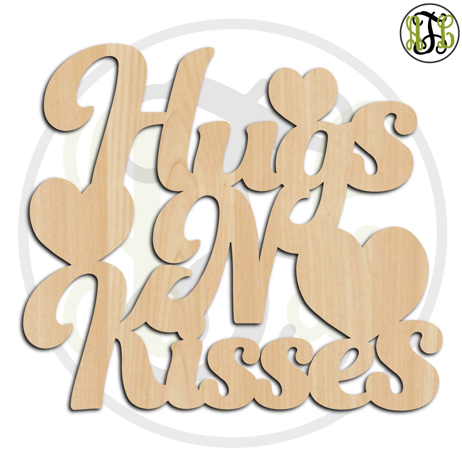 Hugs N Kisses - 110009- Valentine Cutout, unfinished, wood cutout, wood ...