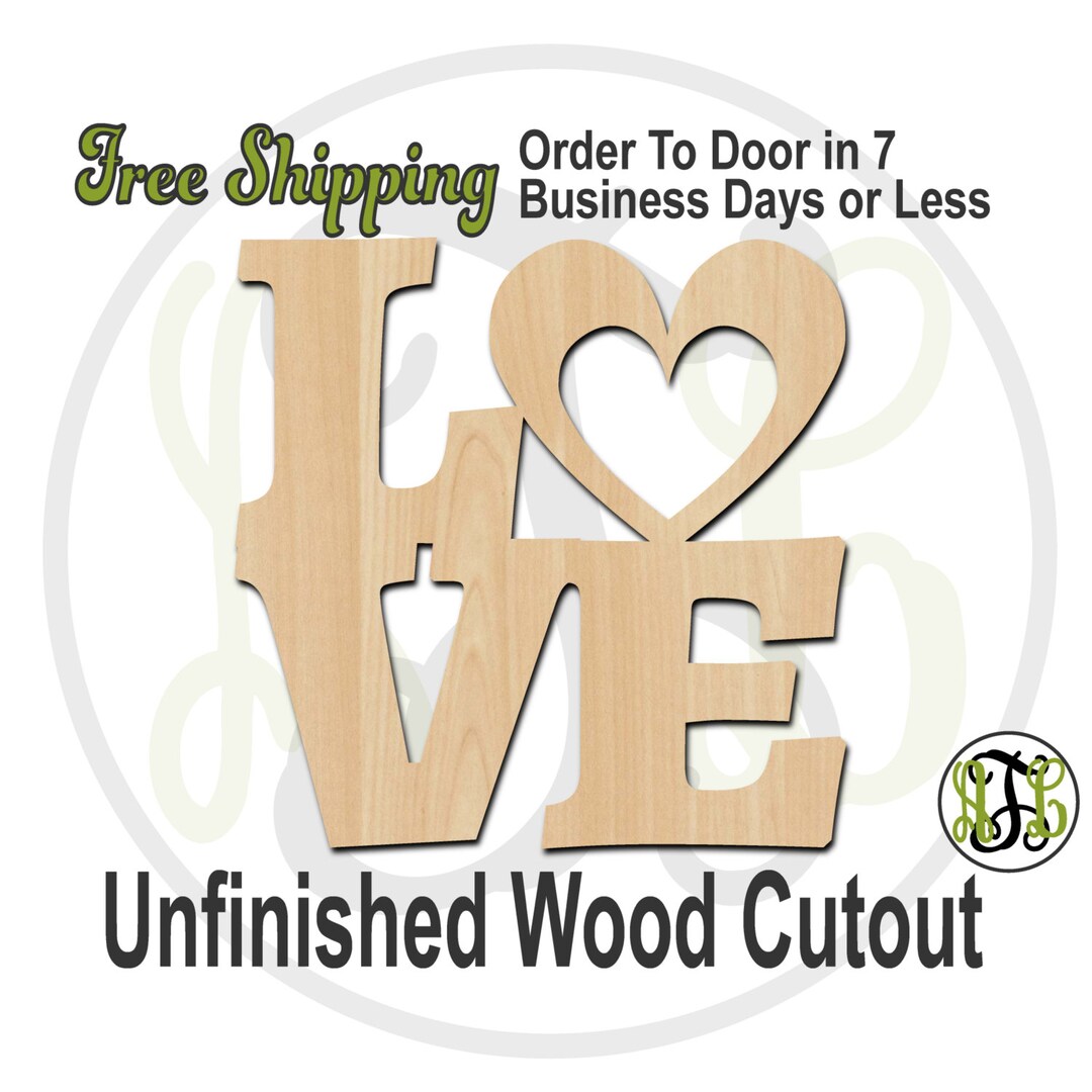 Love 2 - 110002- Valentine Cutout, Unfinished, Wood Cutout, Wood Craft ...