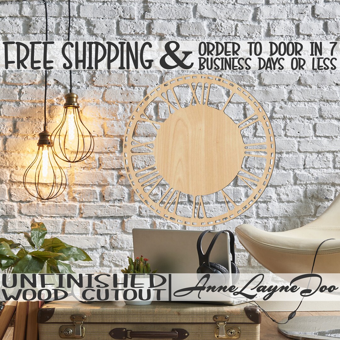 Clock Face Solid Center Wood Cutout, Time Stood Still Cutout, Wall ...