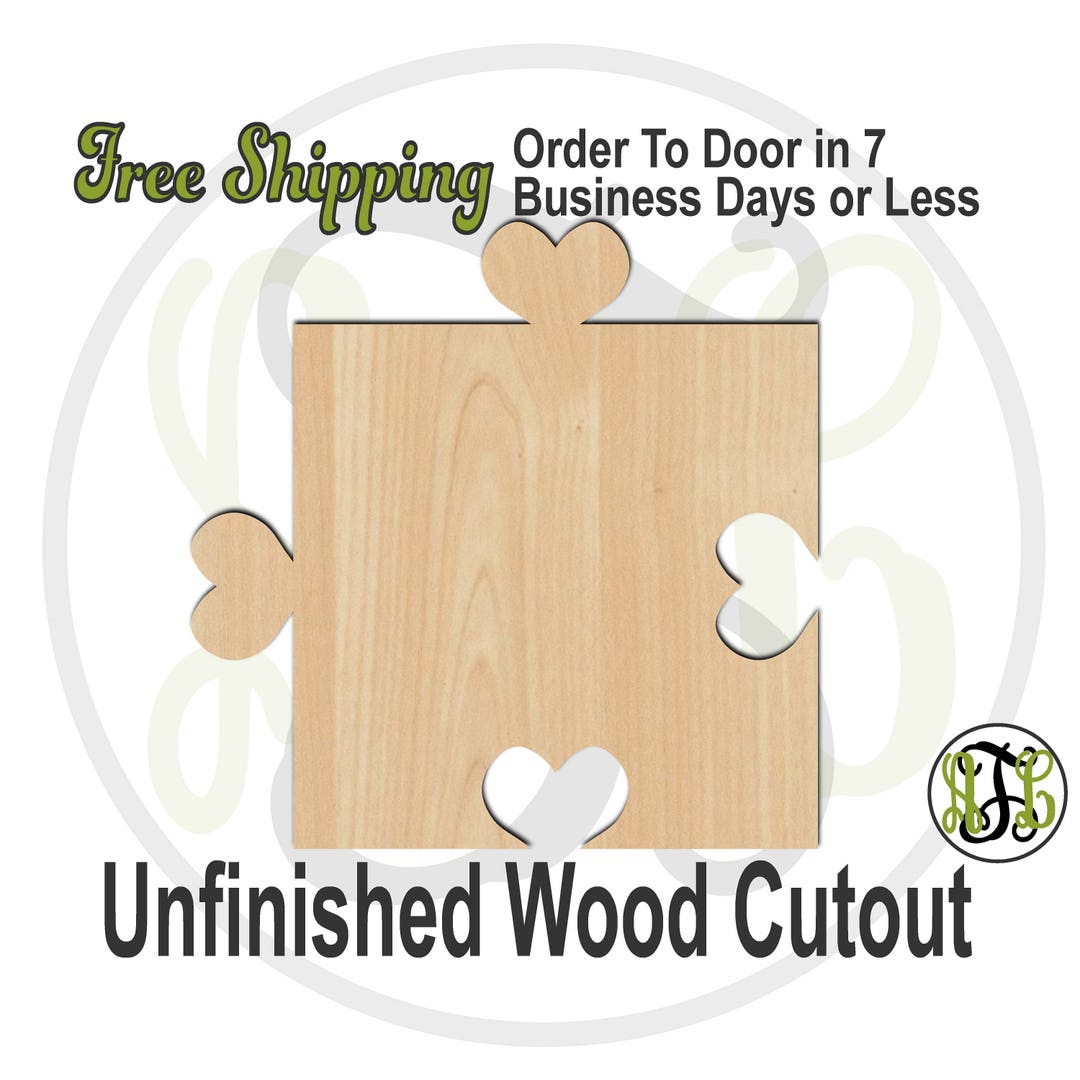 Interlocking Heart Puzzle Piece- 300157- Cutout, Unfinished, Wood ...