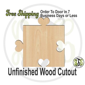Interlocking Heart Puzzle Piece- 300157- Cutout, Unfinished, Wood ...
