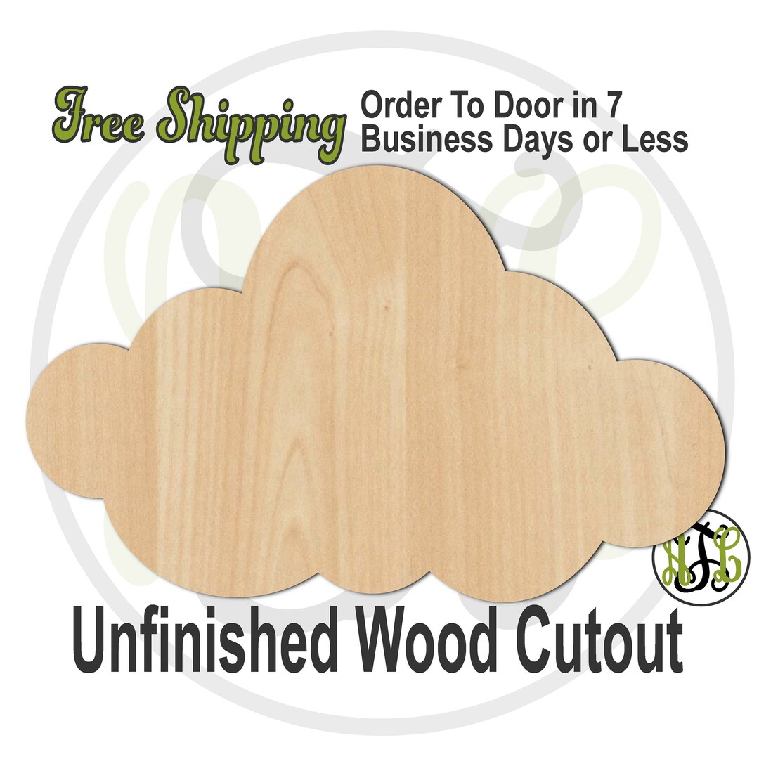 Cloud 4- 300127- Weather Cutout, Unfinished, Wood Cutout, Wood Craft ...