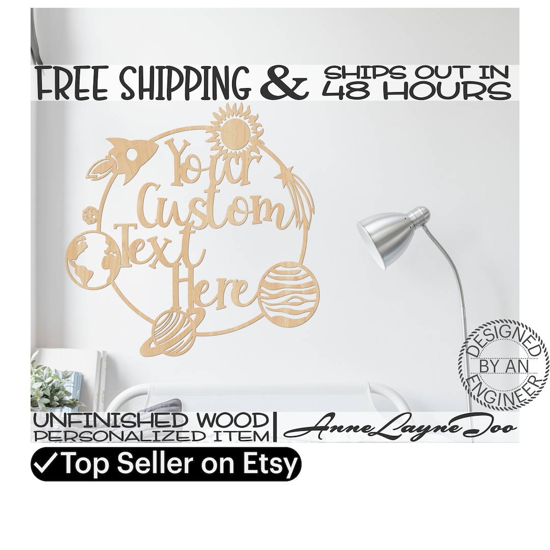 Custom Space Frame Wood Cutout Sign, Event Cut Out, Wooden Birthday ...