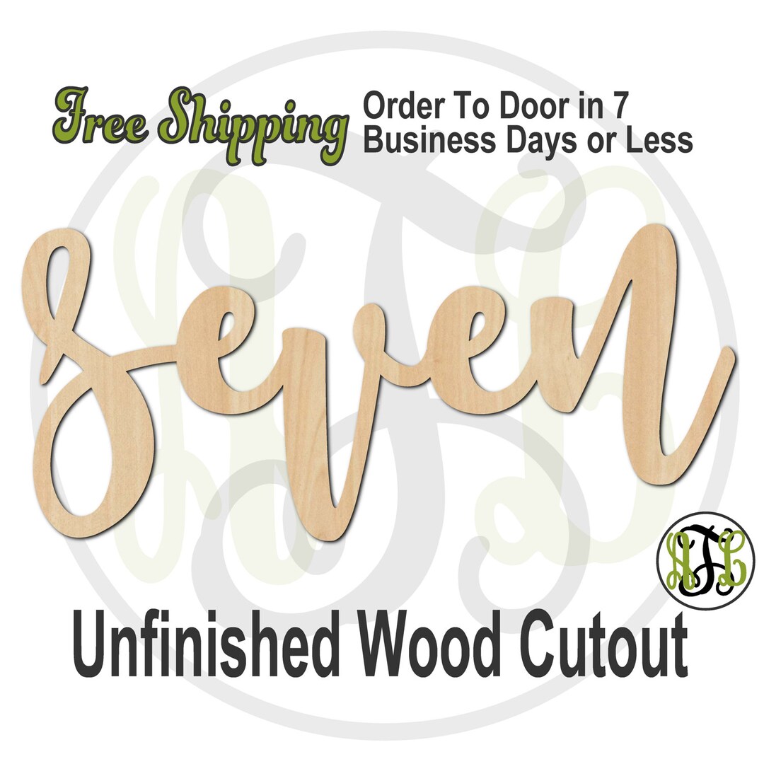 Seven - 320234frft- Word Cutout, Unfinished, Wood Cutout, Birthday ...