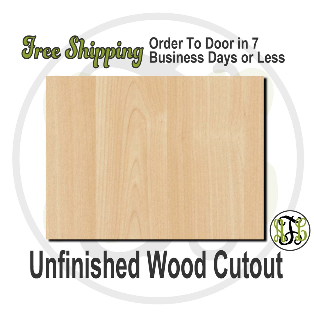 Plaque Rectangle Many Sizes 40018 Shape Cutout, Unfinished, Wood Cutout ...