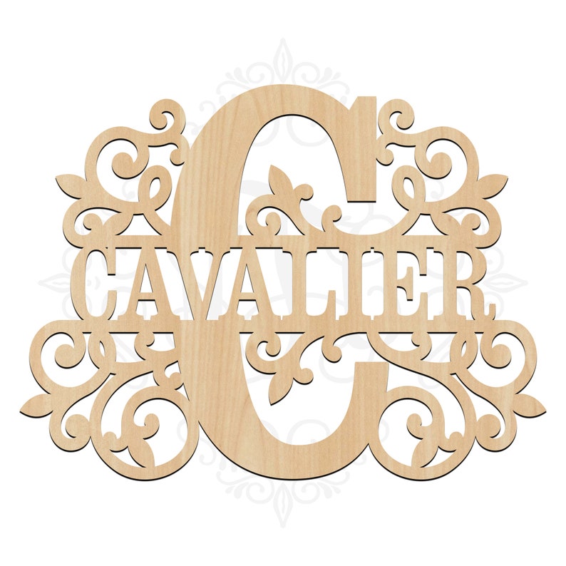 Swirl Name Plate Wood Cutout Monogram With Last Name Door - Etsy