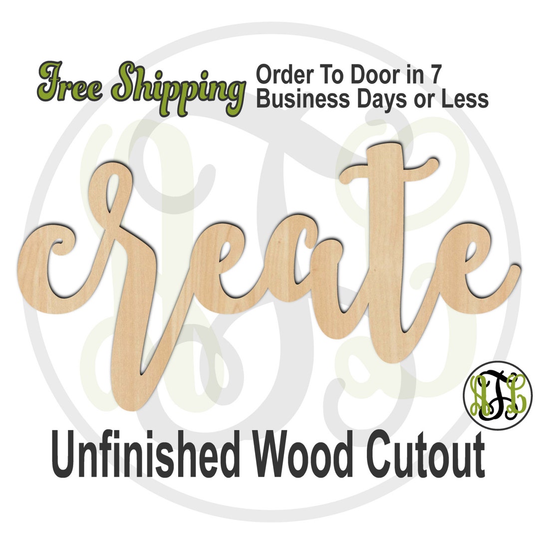 Create 320081frft Word Cutout, Unfinished, Wood Cutout, Wood Craft ...