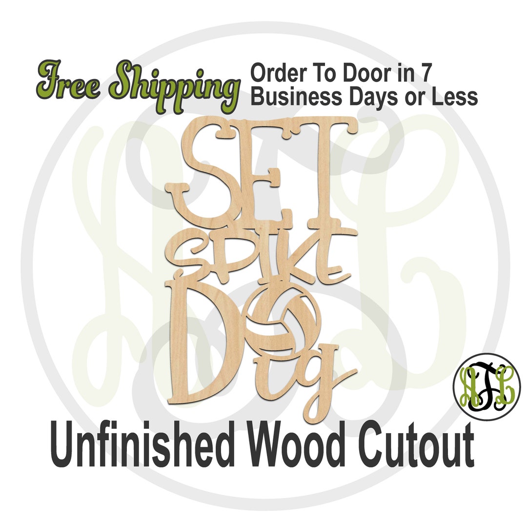 SET SPIKE Dig 325105 Volleyball Cutout, Unfinished, Wood Cutout, Wood ...