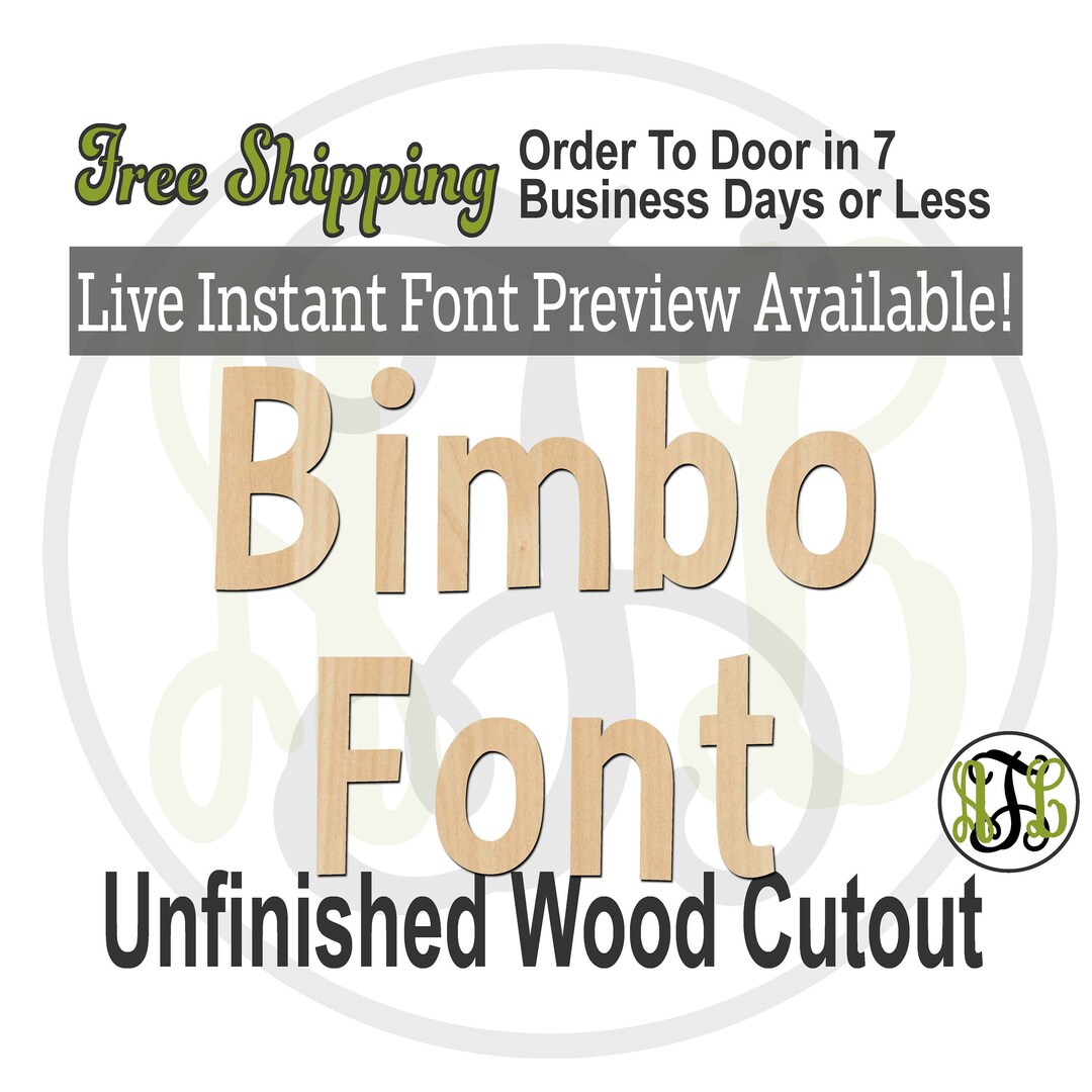 Bimbo Font Name / Word / Phrase- Block Alphabet Cutout, Unfinished ...