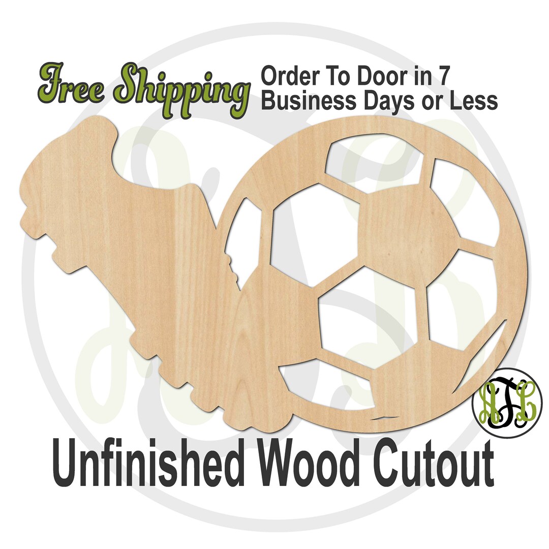 Soccer Ball and Cleat - 60048- School Spirit Cutout, Unfinished, Wood ...