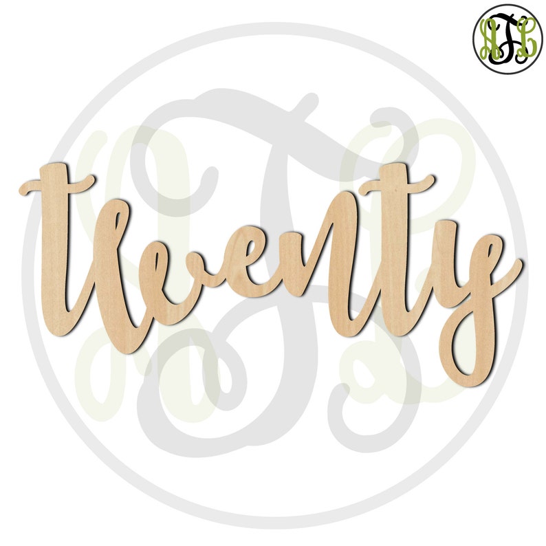 Twenty - 320246frft- Word Cutout, Unfinished, Wood Cutout, Birthday ...