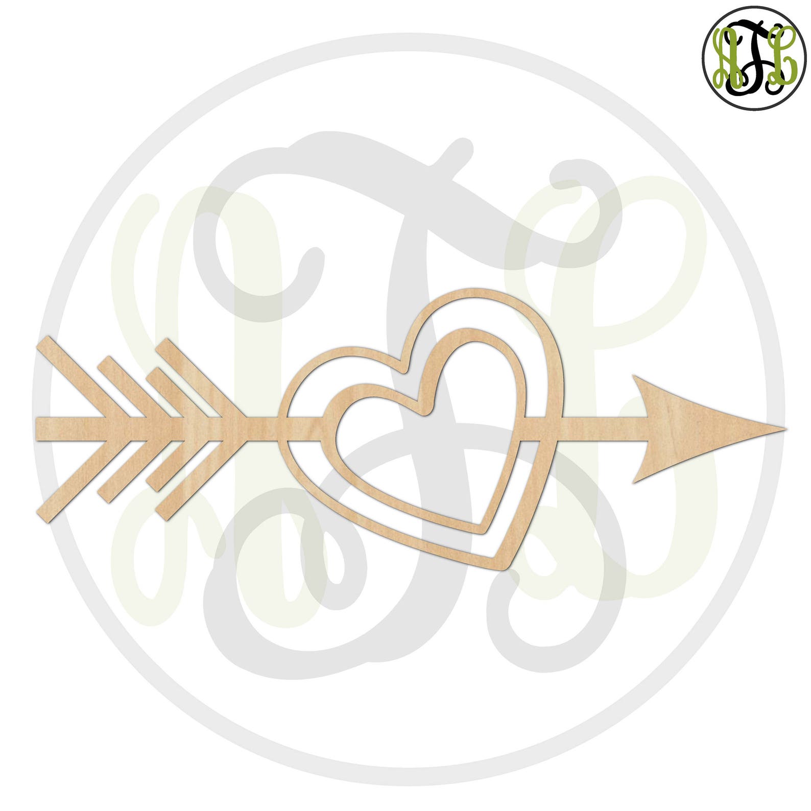 Arrow Through Double Heart - 110027- Valentine Cutout, Unfinished, Wood ...