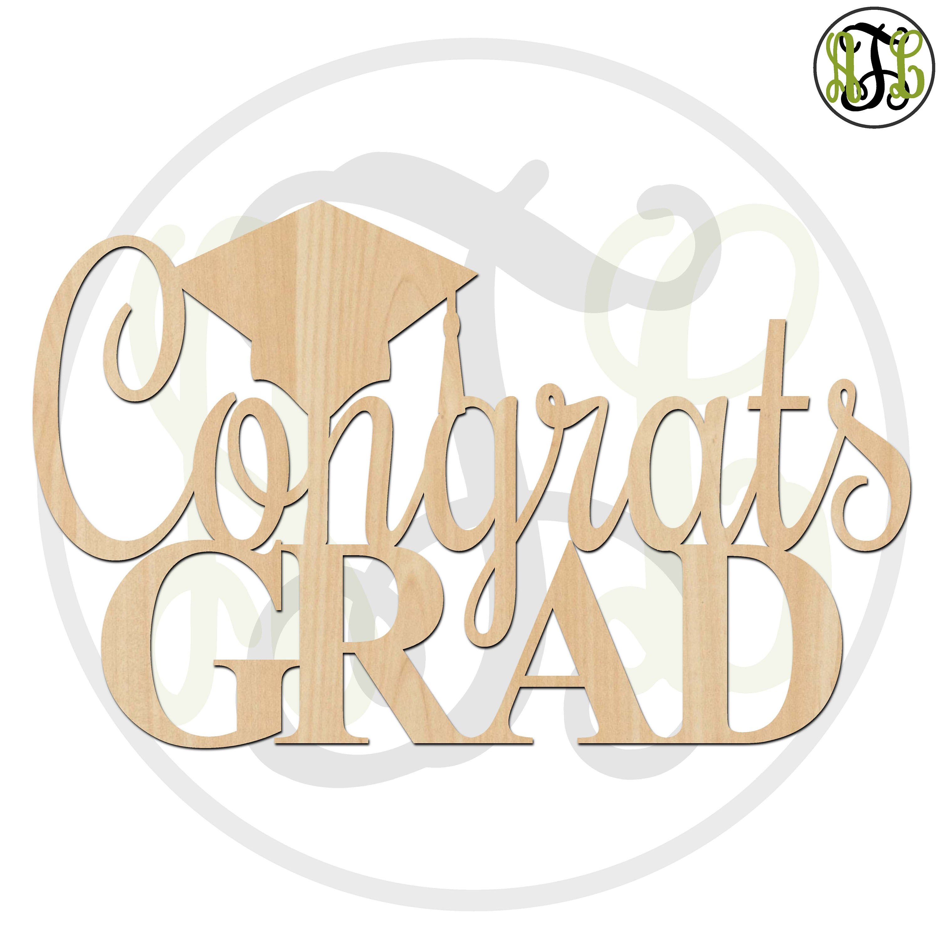 Congrats GRAD Wood Sign Graduation Cutout Congratulations | Etsy