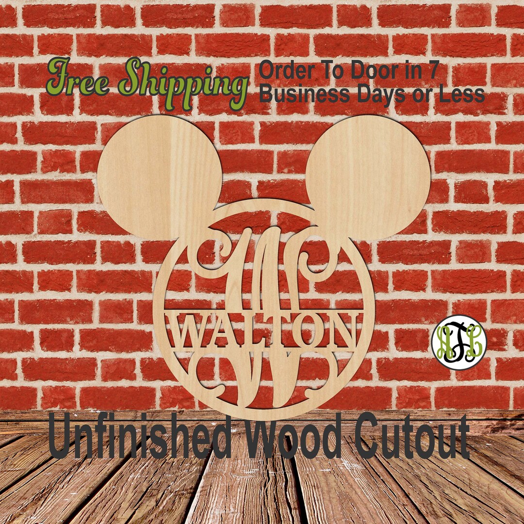Mouse Ears Initial and Name Plate - 105MEMTCF- Personalized Cutout ...