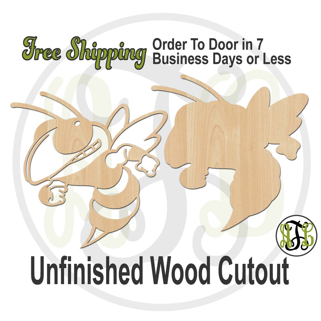 Yellow Jacket Outline or Solid Mascot - 60638-39 - Cutout, Unfinished ...