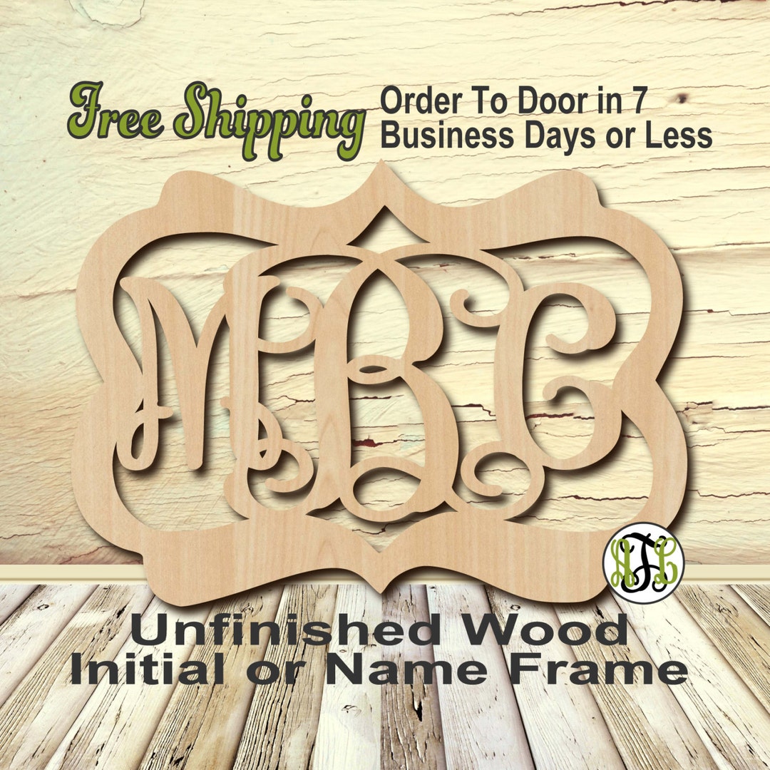 Unfinished Wood Chris Frame Monogram, Name, Word, Custom, Laser Cut ...