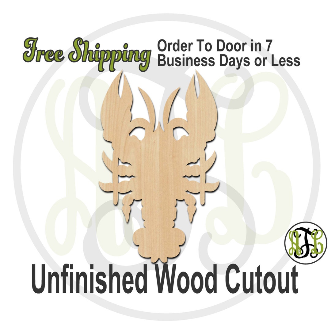 Crawfish - 235005- Crustacean Cutout, Unfinished, Wood Cutout, Wood ...