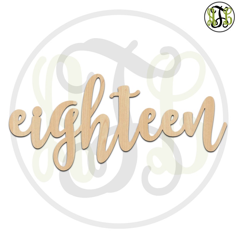 Eighteen - 320245frft- Word Cutout, Unfinished, Wood Cutout, Birthday ...