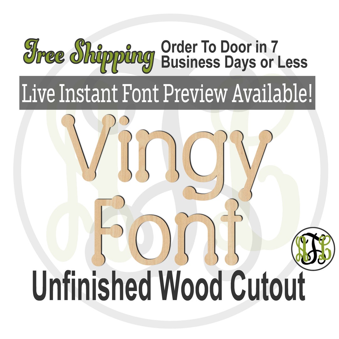 Vingy Font Name / Word / Phrase- Block Alphabet Cutout, Unfinished ...
