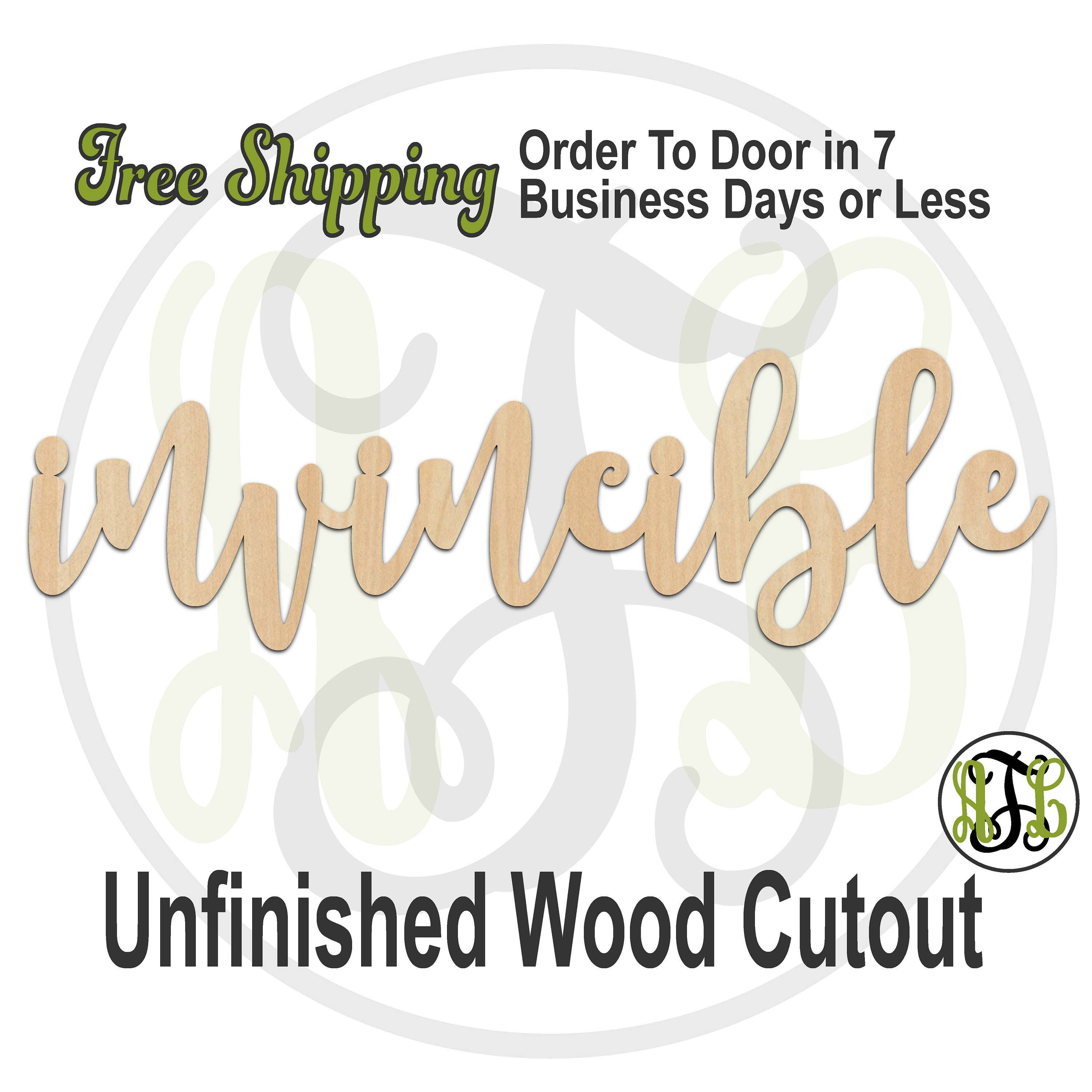 Invincible 320323frft Word Cutout Unfinished Wood Cutout | Etsy