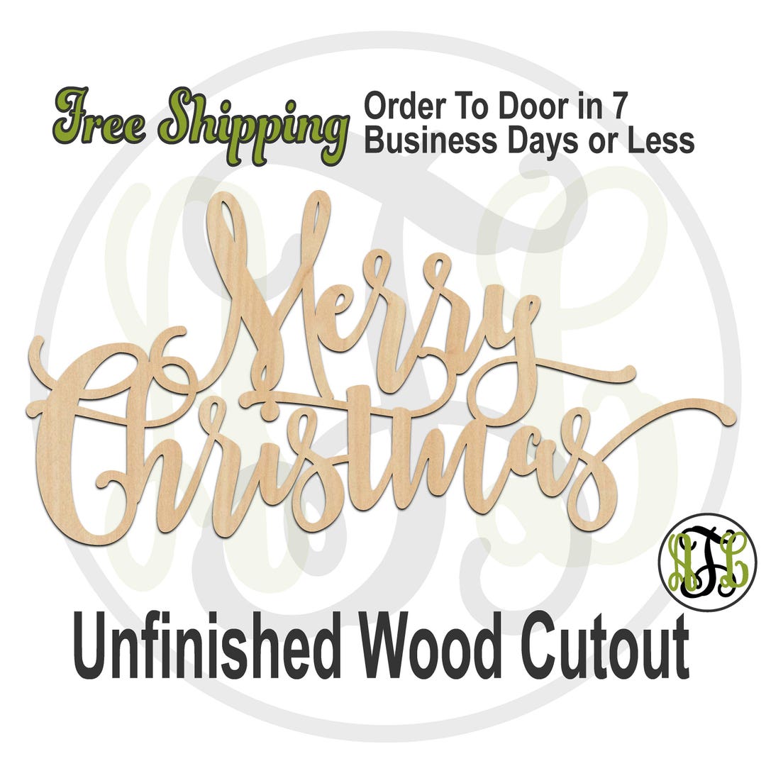 Merry Christmas - 325081frft- Christmas Cutout, Unfinished, Wood Cutout ...