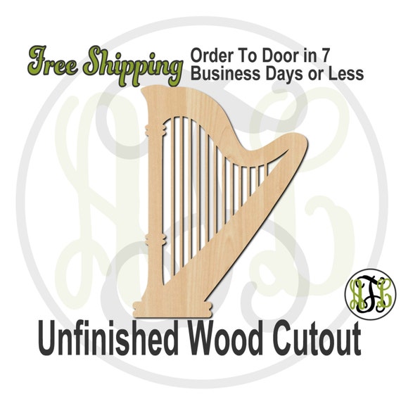 Harp 60025 Instrument Cutout Unfinished Wood Cutout Wood | Etsy