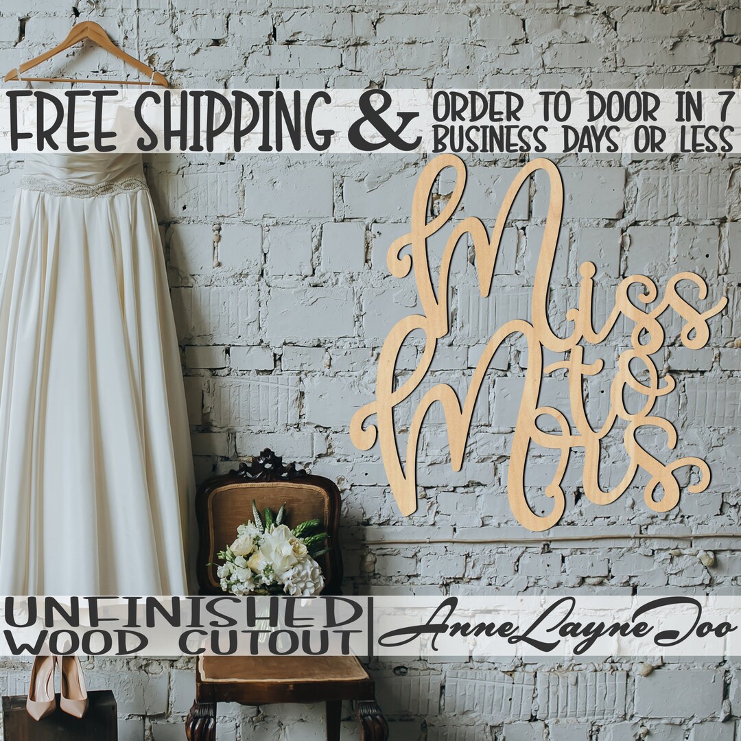 Miss to Mrs Wood Cutout, Wedding Cutout, Bridal Shower Door Hanger ...