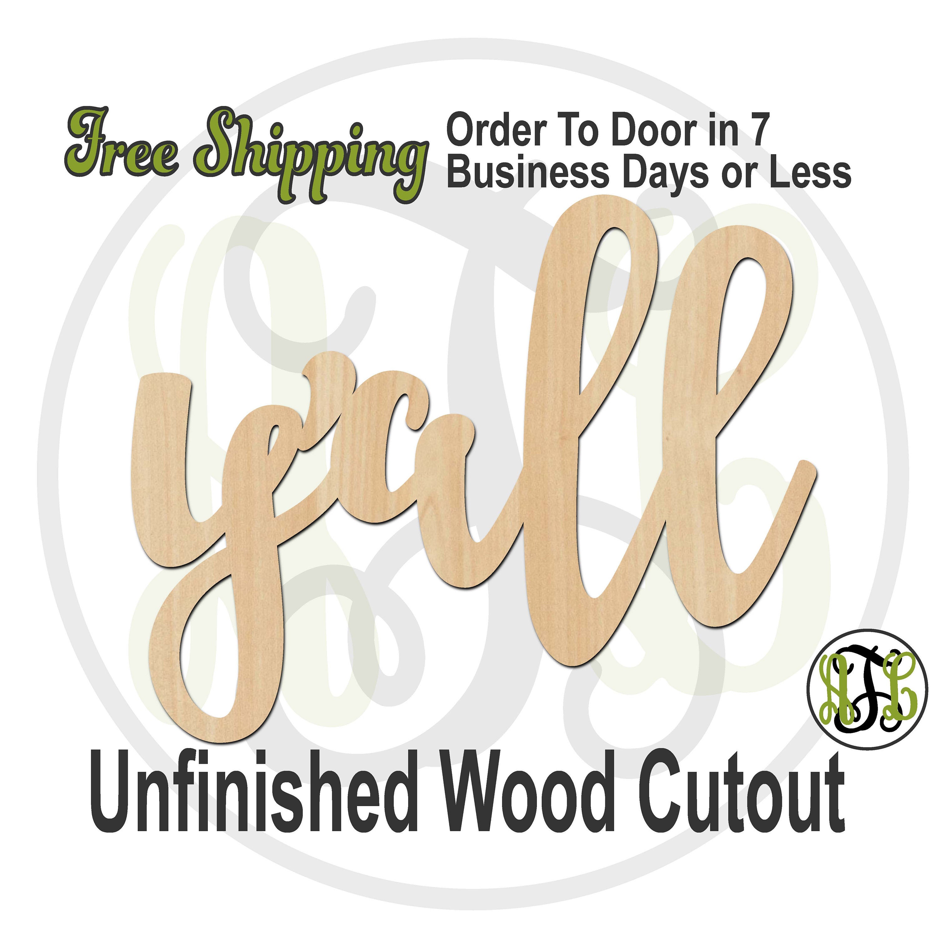 Y'all - 320349frft- Word Cutout, Unfinished, Wood Cutout, Wood Craft ...