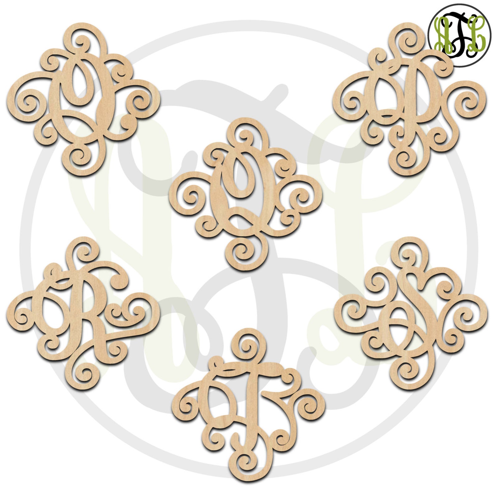 Elegant Scroll Initials 410004 A-Z Monogram Cutout | Etsy
