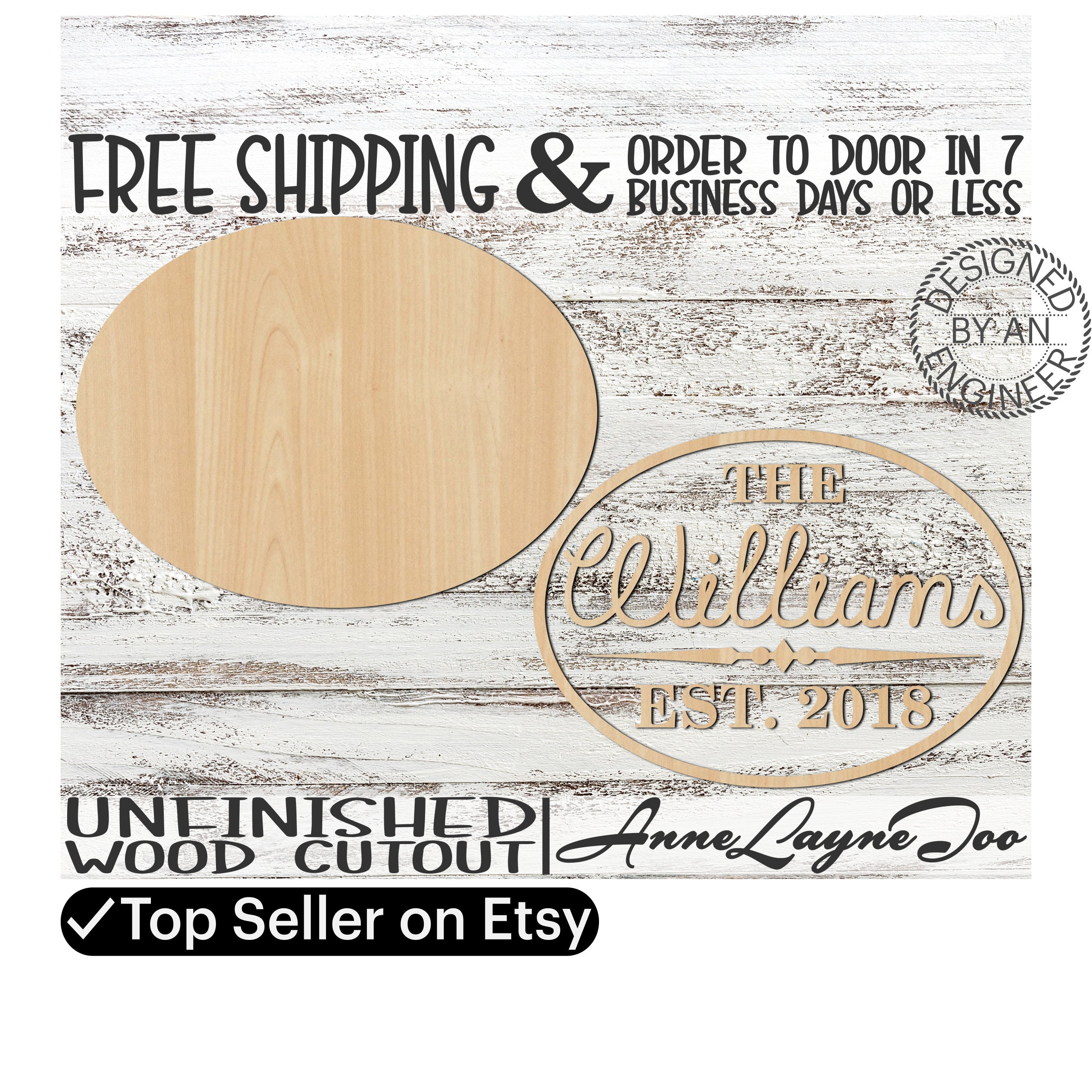 Established Name Sign DIY Kit Oval Sign Cutout Unfinished | Etsy