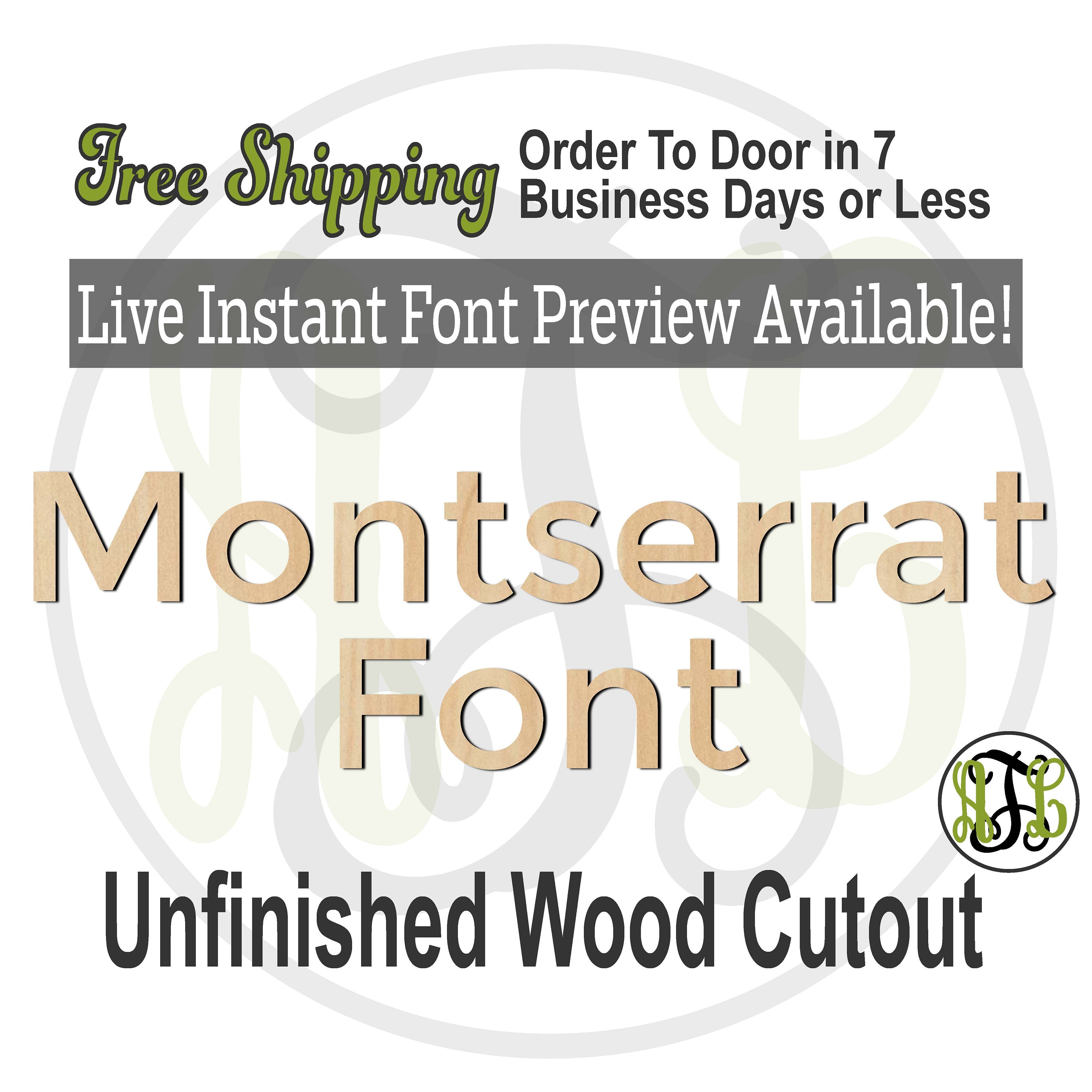 Montserrat Font Name / Word / Phrase- Block Alphabet Cutout, Unfinished ...