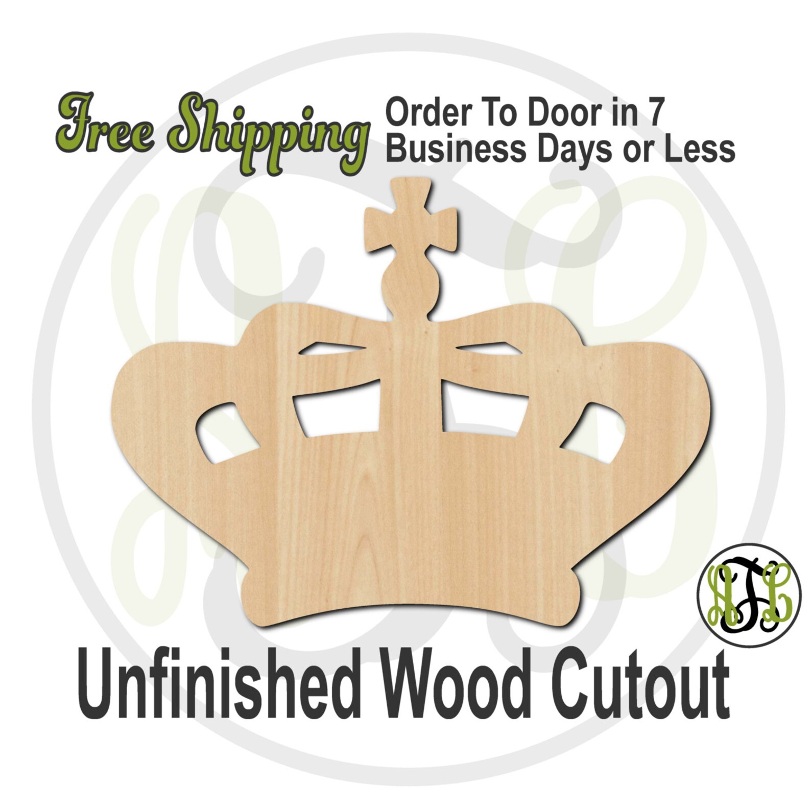 Crown 15 - 24415- Cutout, Unfinished, Wood Cutout, Wood Craft, Laser ...
