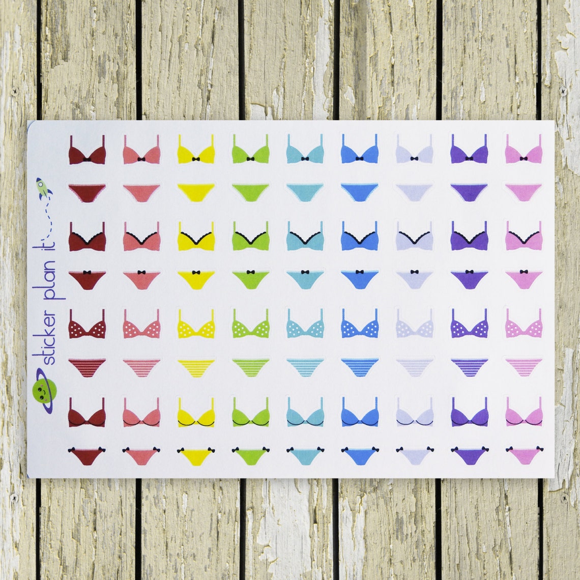 Bra Panties Bikini Planner Stickers Set of 72 Perfect for | Etsy
