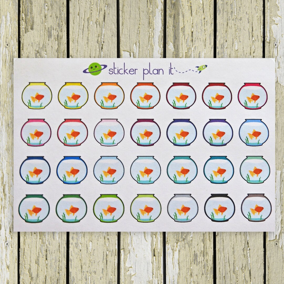 Goldfish Fishbowl Planner Stickers! Set of 28, Perfect for the Erin ...