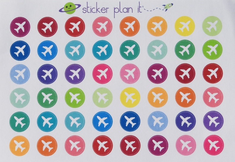 Jet Airplane Planner Stickers Set of 48 Perfect for the Erin | Etsy