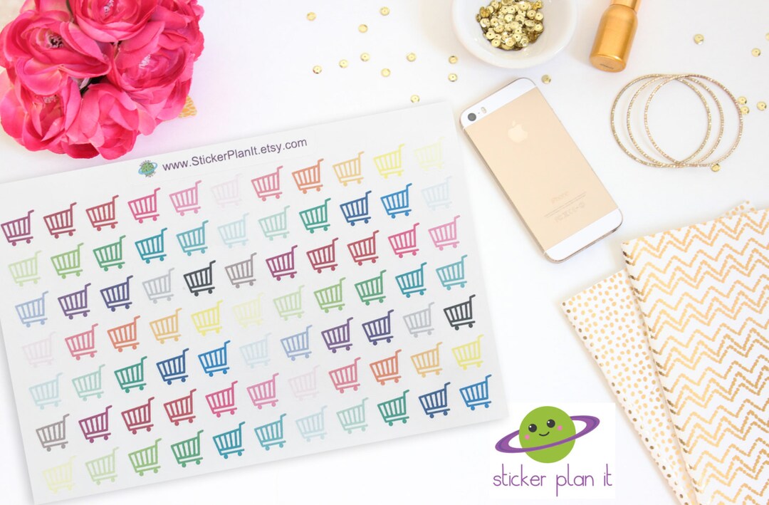 SHOPPING CART Life Planner Stickers!!!! Set of 77, Perfect for the Erin ...
