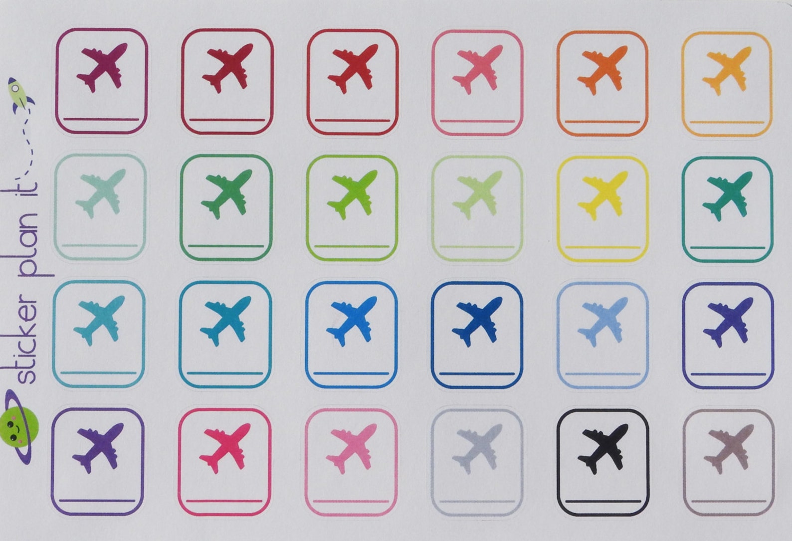 Jet Airplane Planner Stickers Set of 24 Perfect for the Erin - Etsy