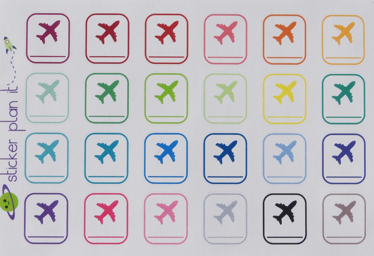 Jet Airplane Planner Stickers Set of 24 Perfect for the Erin - Etsy