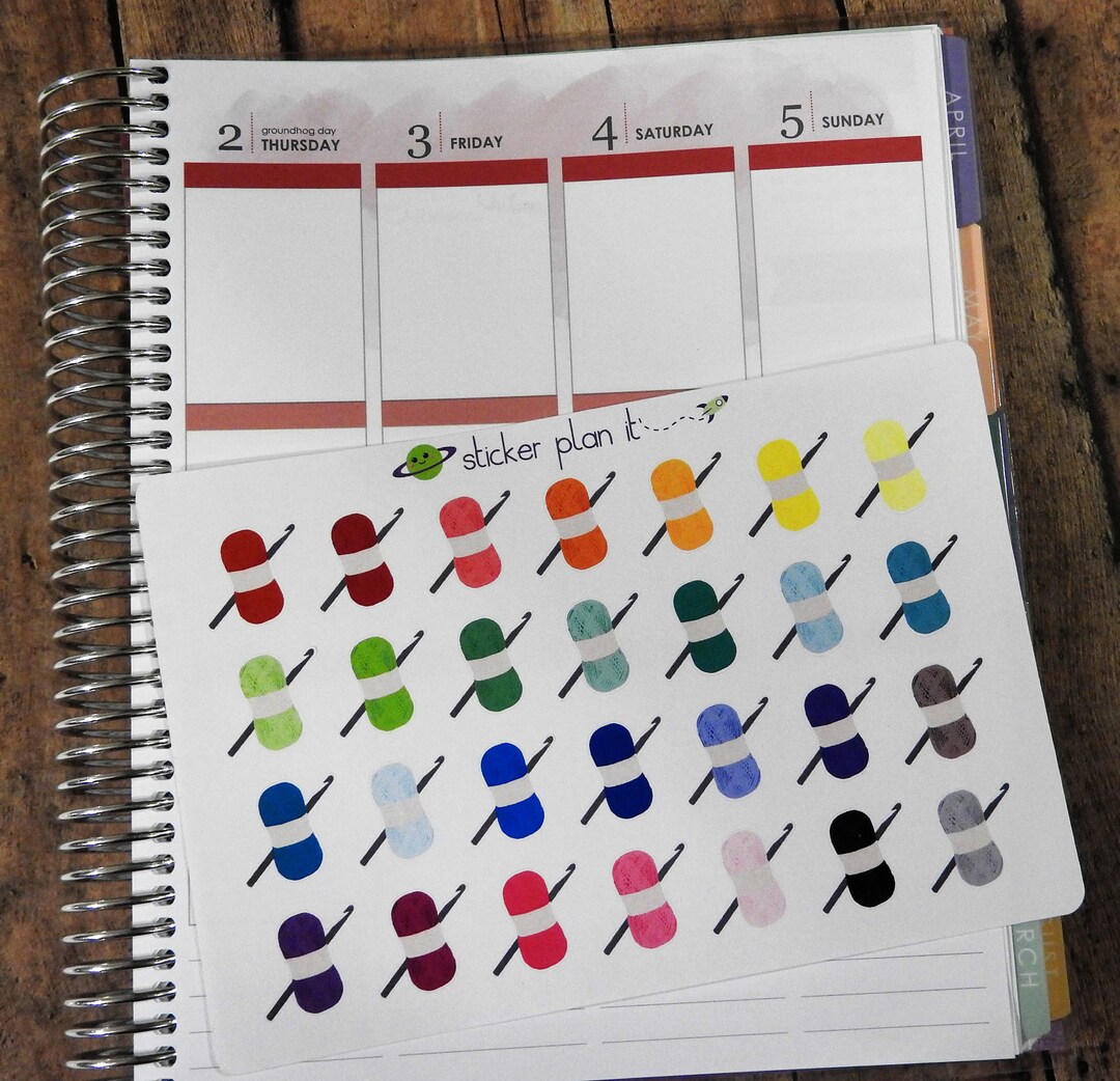 Yarn & Crochet Hook Planner Stickers - Sheet of 28 - Etsy