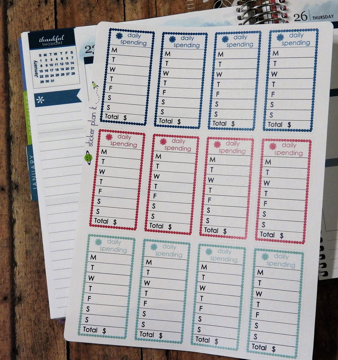 DAILY SPENDING TRACKER Planner Stickers - for Life Planners - Etsy