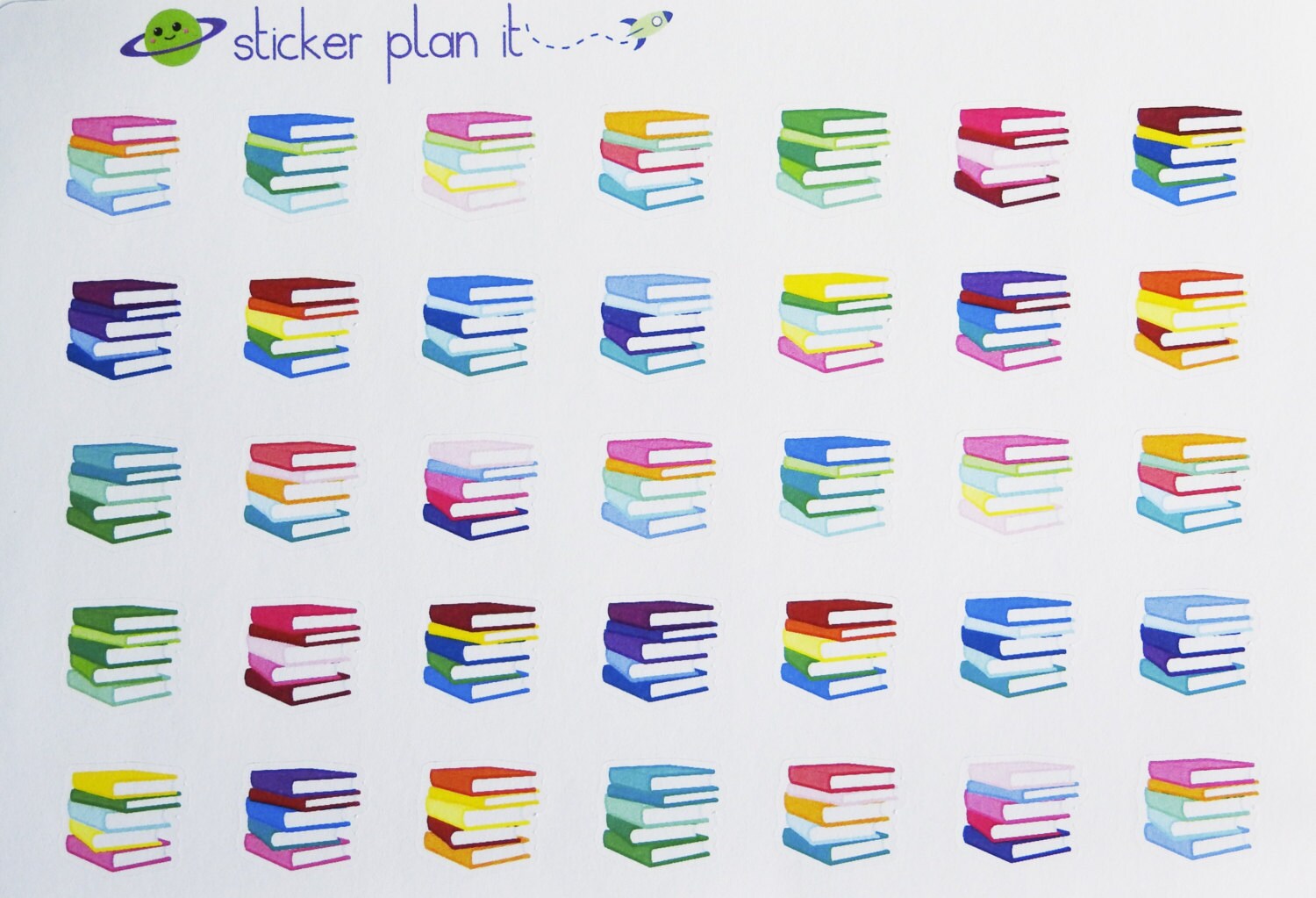 Stack of Books Planner Stickers Set of 35 Perfect for the - Etsy