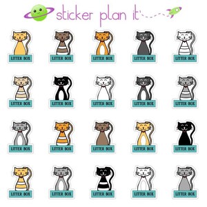 CAT LITTER BOX Reminder Planner Stickers - Etsy