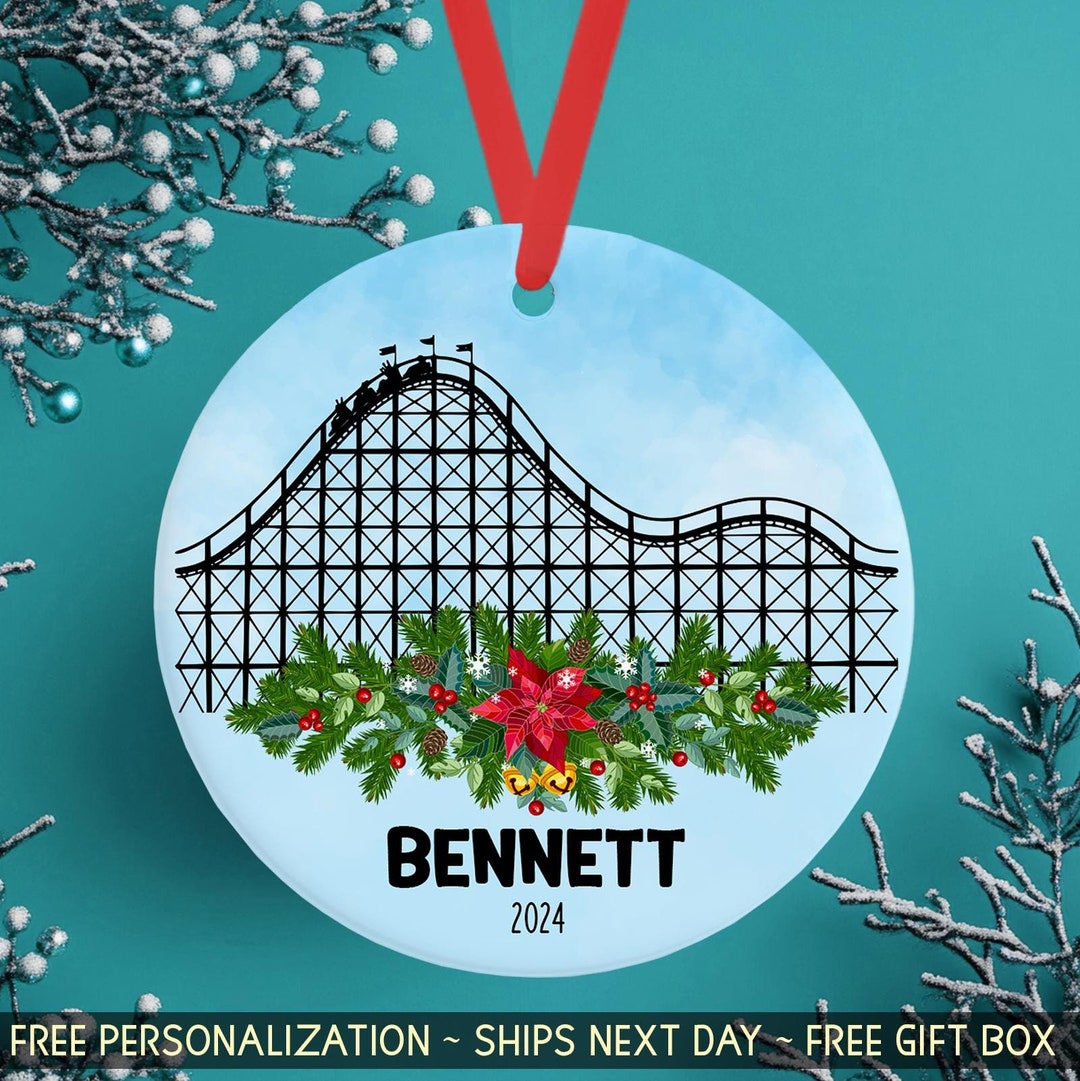Riding Roller Coaster Christmas Ornament Personalized 2024 | Amusement ...