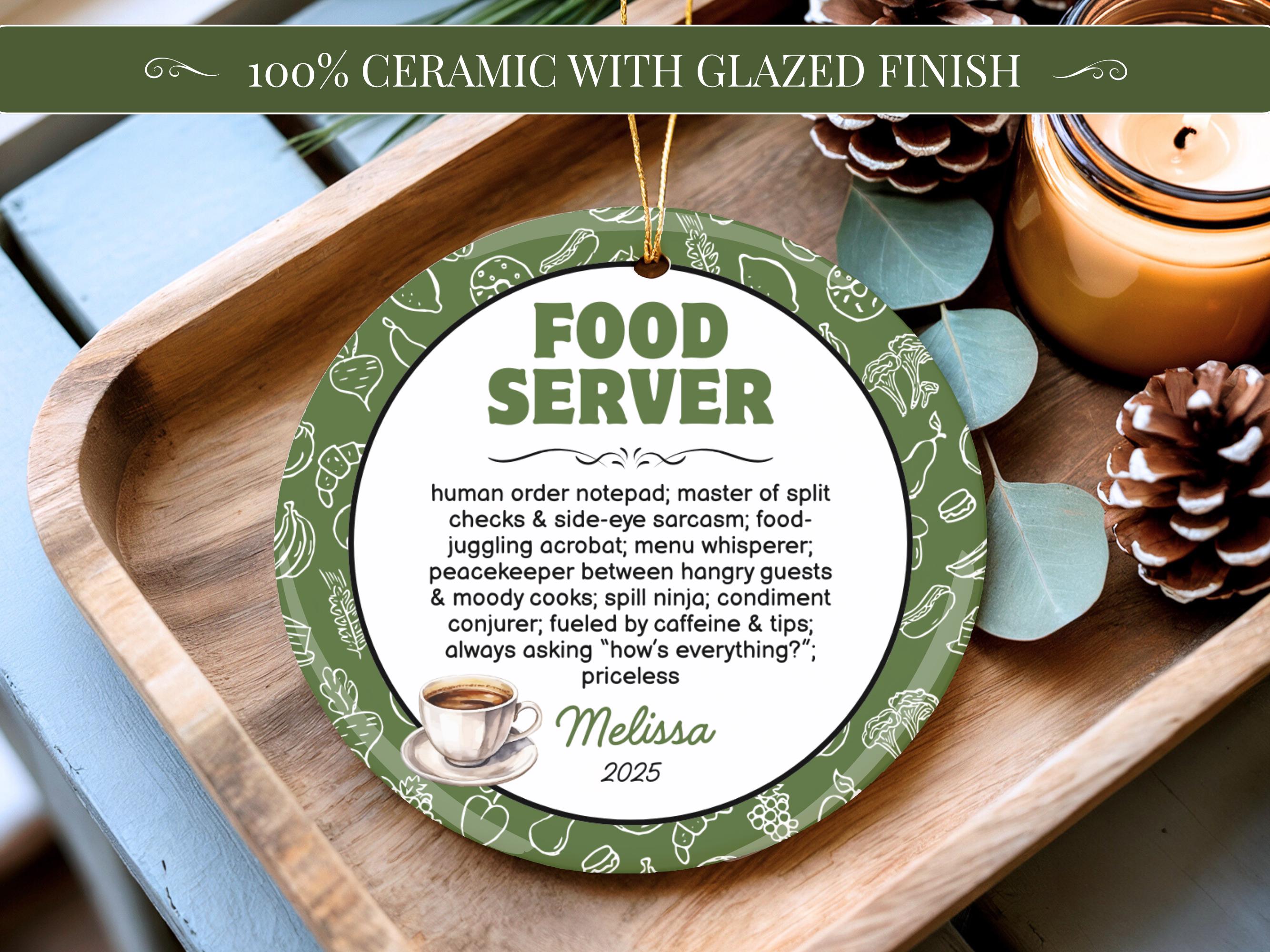 Food Server Ornament 2025 Funny Waitress Gift Personalized Server ...