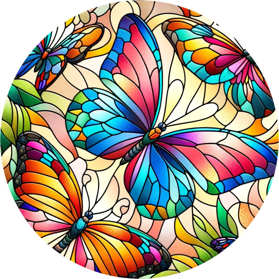 Stained Glass Style Spring Butterfly Wreath Sign Center, Home Decor, UV ...