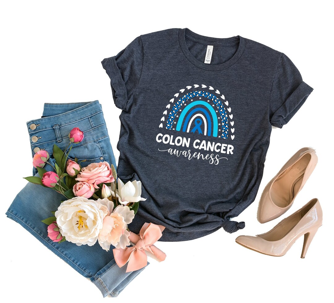 Colon Cancer Awareness Tshirt Cancer Support Awareness Shirt Blue ...